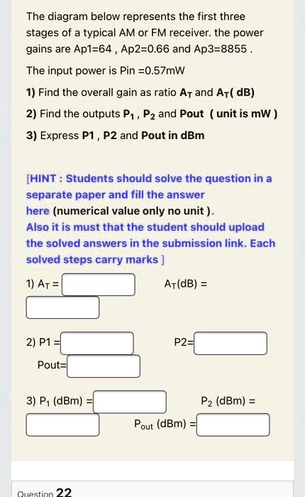 SOLVED: The diagram below represents the first three stages of a typical AM or FM receiver: the ...