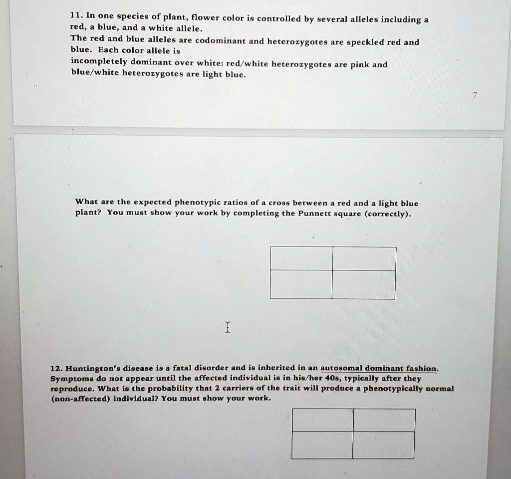 11 in one species of plant flower color is controlled by several ...