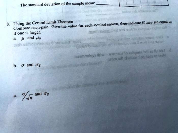 the standard deviation of the sample mean using the central limit ...