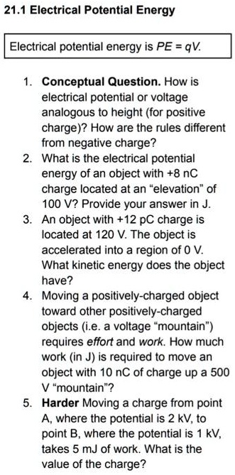 211 electrical potential energy electrical potential energy is pe qv ...