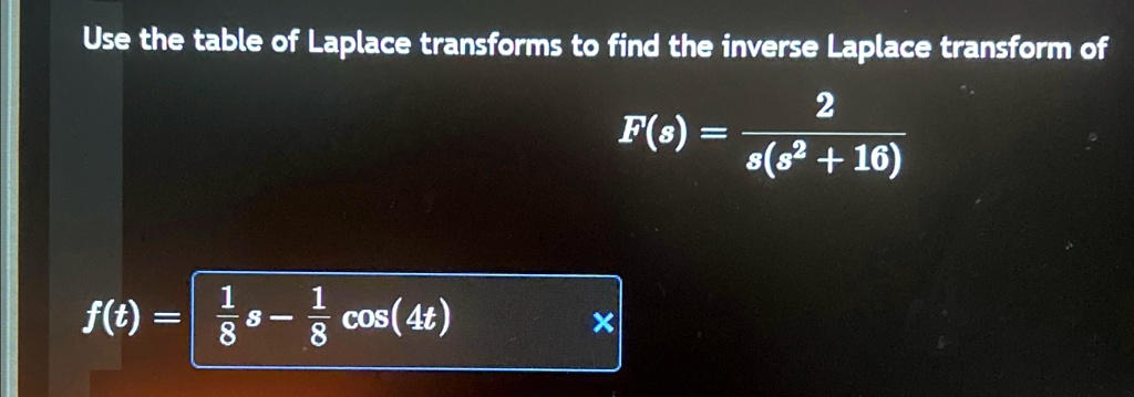 Use the table of Laplace transforms to find the inverse Laplace transform of F(s)=(2)/(s(s^(2 ...