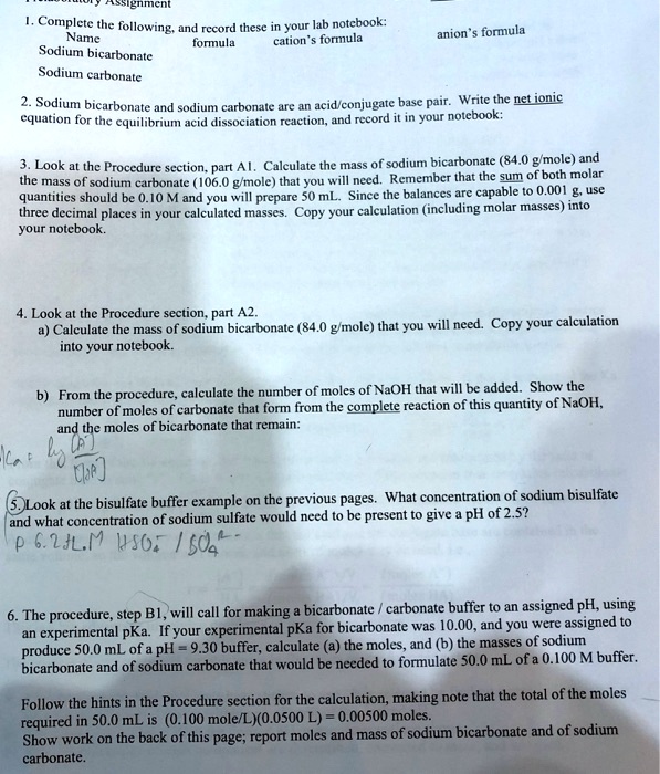 SOLVED: EnMchI Complete the following Name Sodium bicarbonate Sodium ...