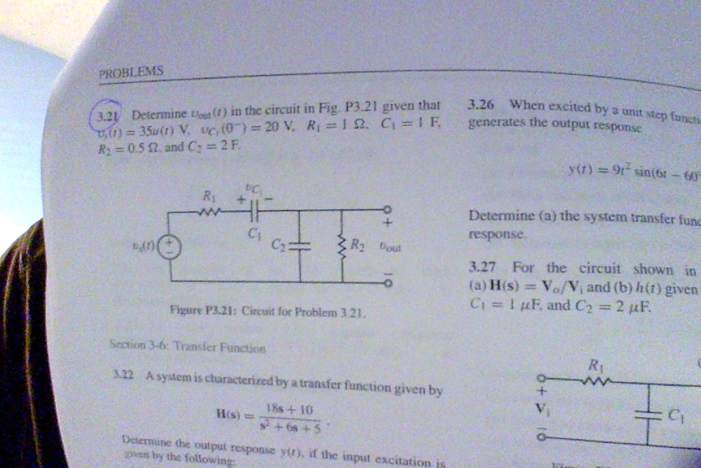 PROBLEMS 3.21 Determine vout(t) in the circuit in Fig. P3.21 given that ...