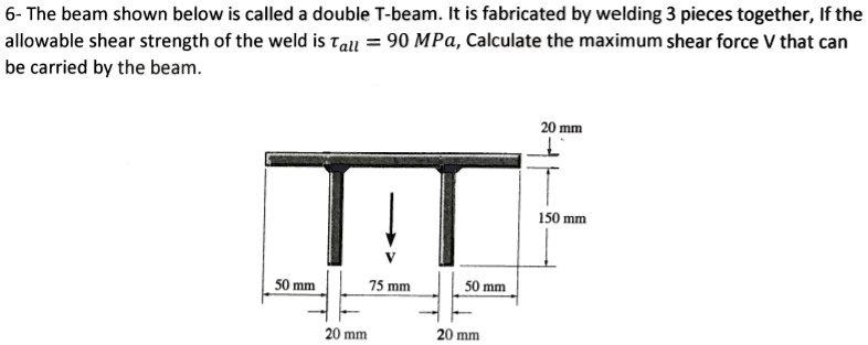 6 the beam shown below is called a double t beamit is fabricated by welding 3 pieces togetherif ...