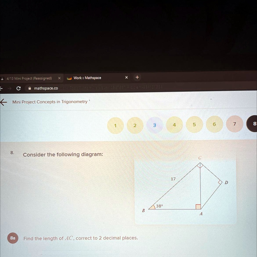 8. Consider the following diagram: 8a Find the length of AC, correct to ...