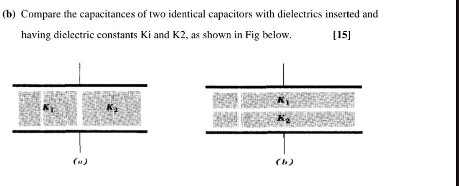 (b) Compare the capacitances of two identical capacitors with ...