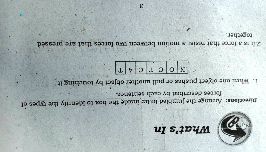What's In Directions: Arrange the jumbled letter inside the box to ...