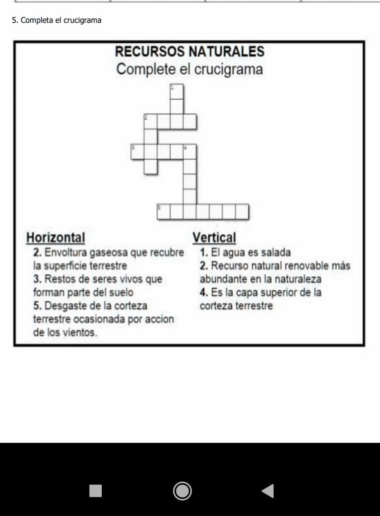 SOLVED: crucigrama de los recursos naturales es para hoy antes de las ...