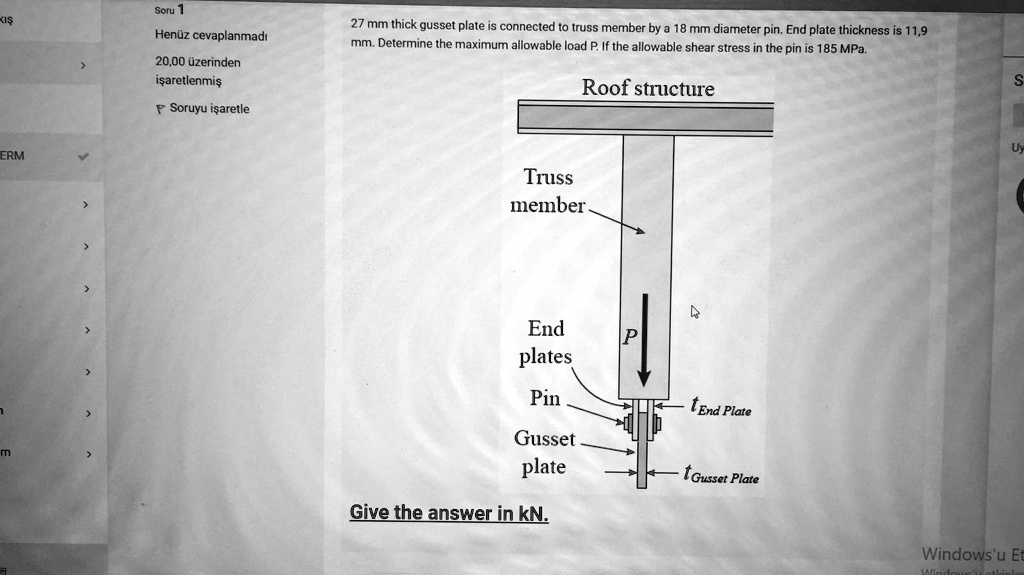SOLVED: CIS A 27 mm thick gusset plate is connected to a truss member ...