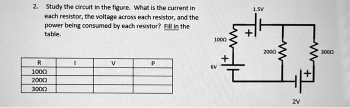 SOLVED: 2.Study the circuit in the figure. What is the current in each resistor, the voltage ...