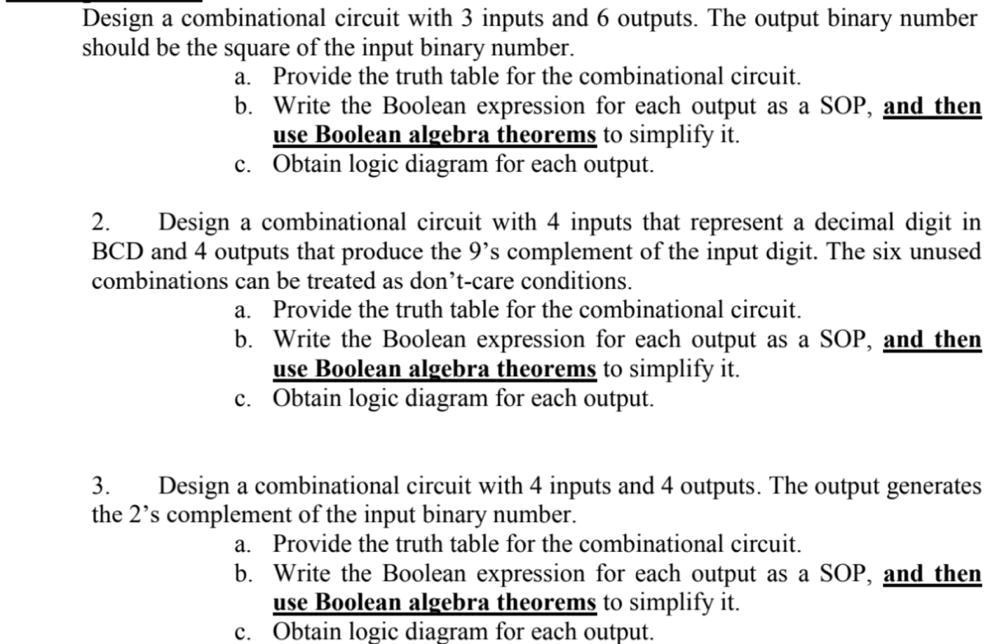 Solved Design A Combinational Circuit With 3 Inputs And 6 Outputsthe Output Binary Number 7812