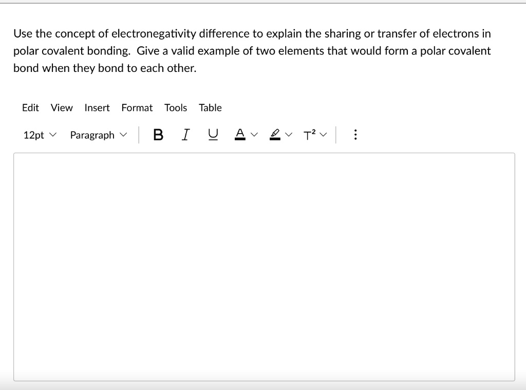 use the concept of electronegativity difference to explain the sharing ...
