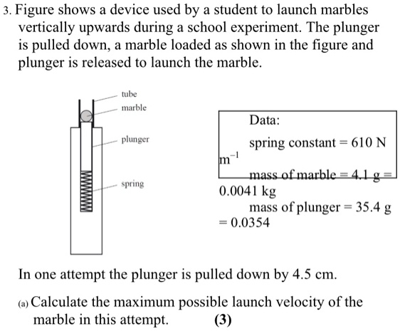 SOLVED: Figure shows a device used by a student to launch marbles ...