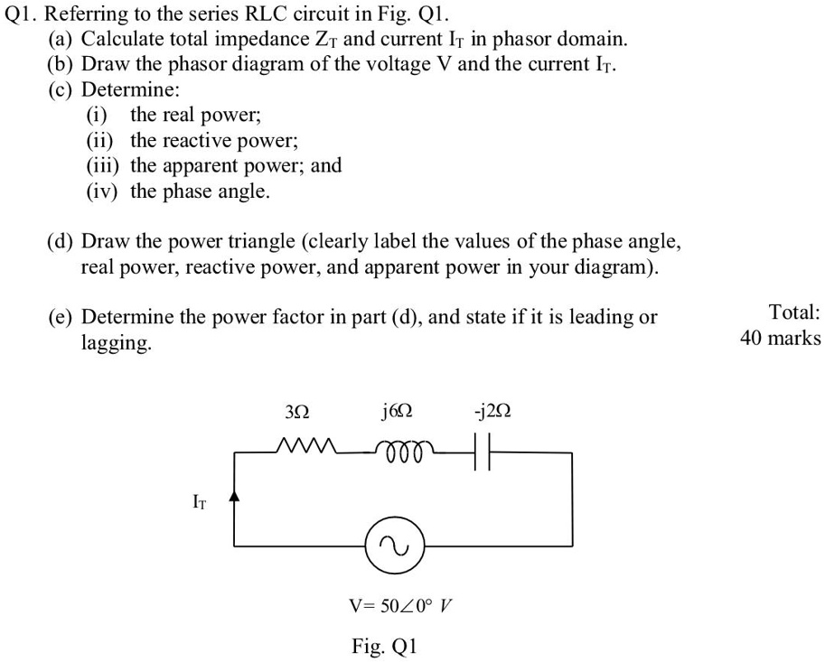 VIDEO solution: Q1. Referring to the series RLC circuit in Fig. Q1: a) Calculate the total ...