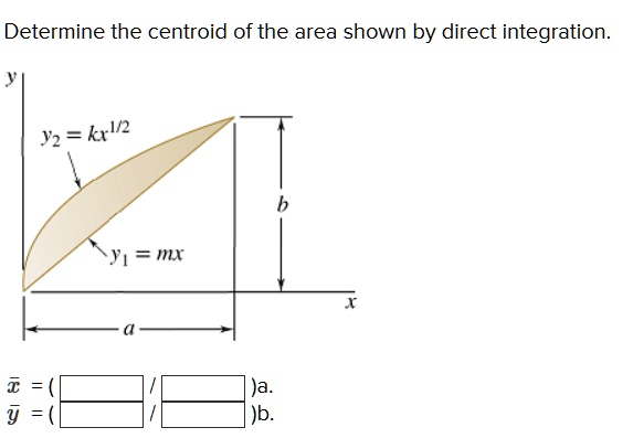 determine the centroid of the area shown by direct integration y2kx12 ...
