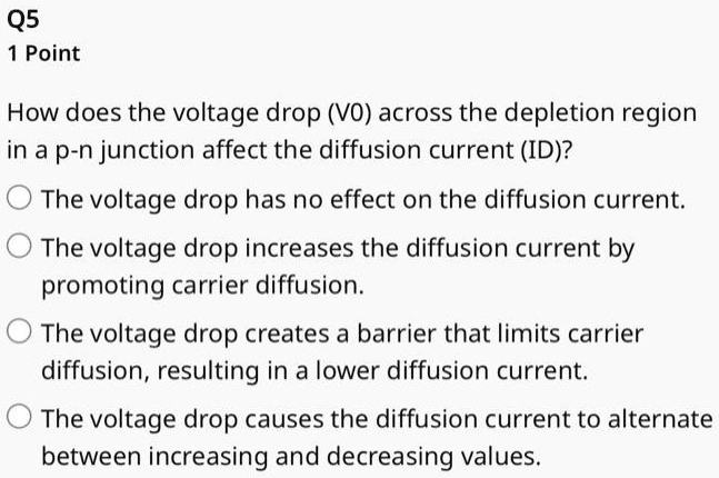 Q5 1 Point How does the voltage drop (VO) across the depletion region ...