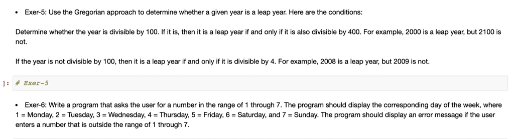 Solved Exer 5 Use The Gregorian Approach To Determine Whether A Given Year Is A Leap Year 