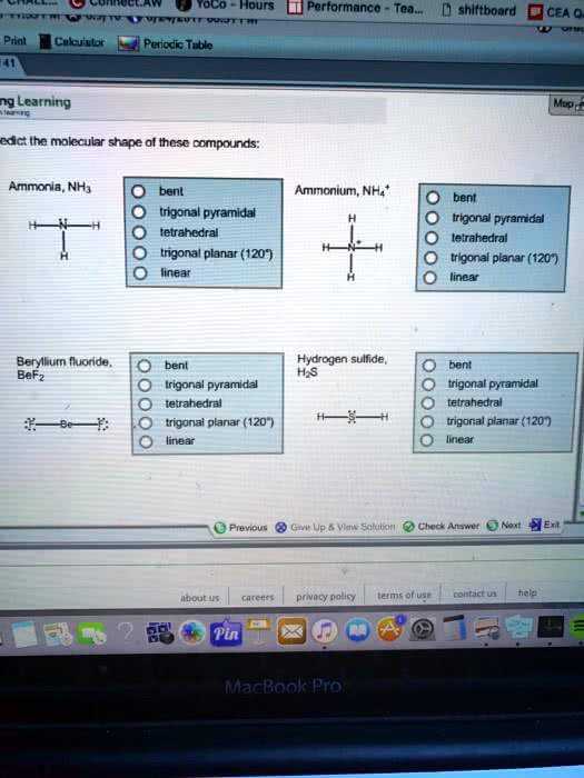 Solved The Molecular Shape Of These Compounds Bent Trigonal