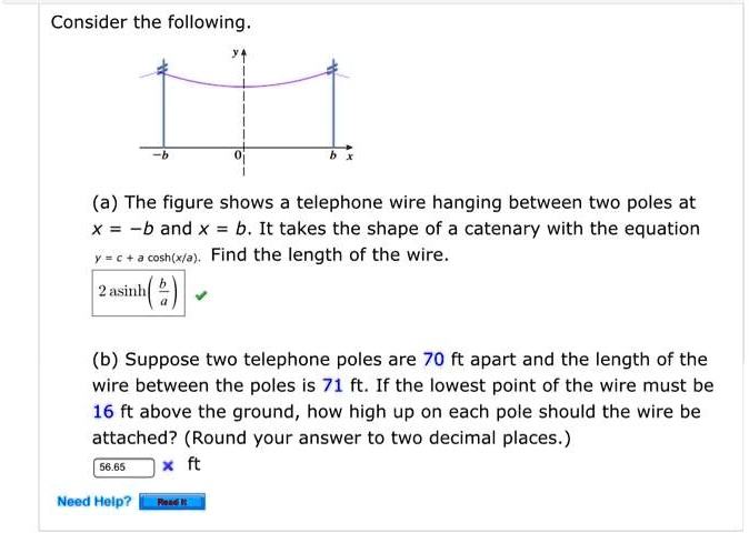 Consider the following: (a) The figure shows a telephone wire hanging ...