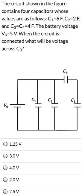 SOLVED: The circuit shown in the figure contains four capacitors whose values are as follows: C1 ...