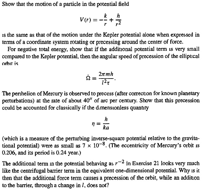 SOLVED: Show that the motion of a particle in the potential field is ...