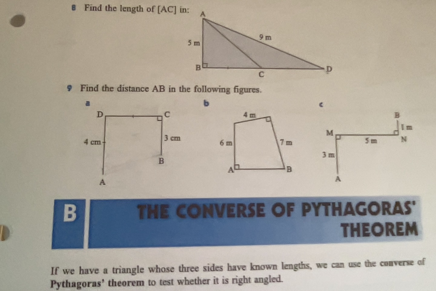 6 Find the length of [AC] in: 9 Find the distance AB in the following figures. a A b c THE ...