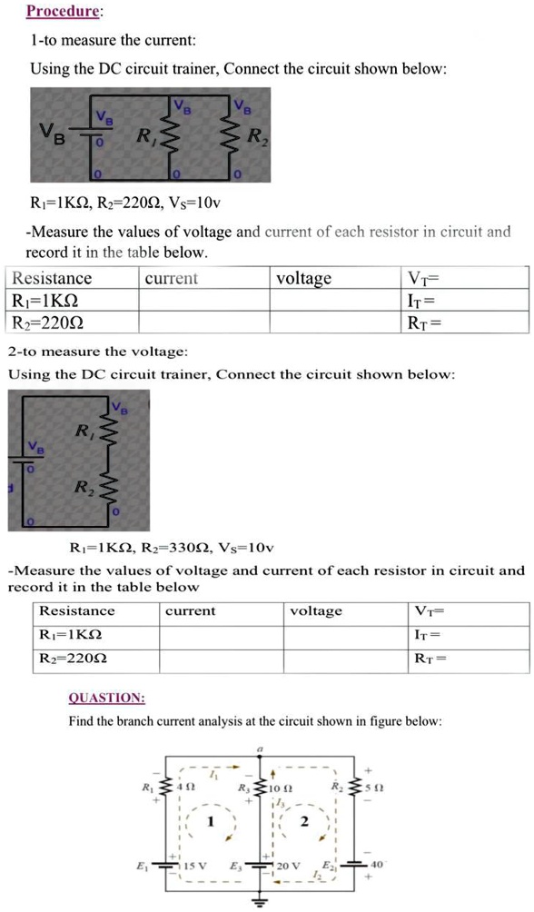 electrical circuit laboratory experiment no 4 kirchhoff laws procedure i to measure the current ...