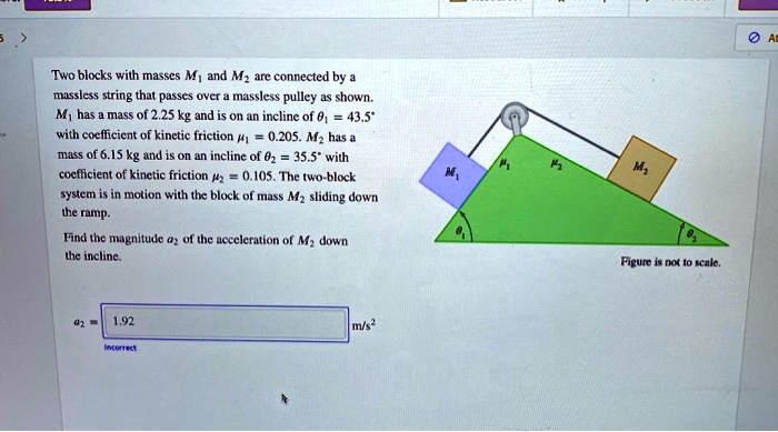 SOLVED: Two blocks with masses Mj and Mz are connected by a massless string that passes over a ...
