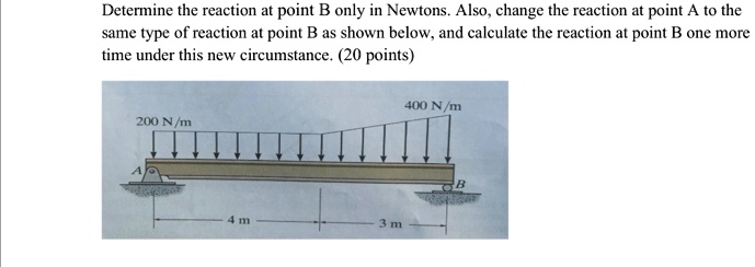 SOLVED: Determine the reaction at point B only in Newtons. Also, change ...