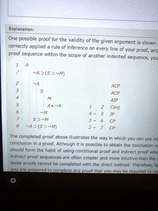 Explanation one possible proof for the validity of the given...