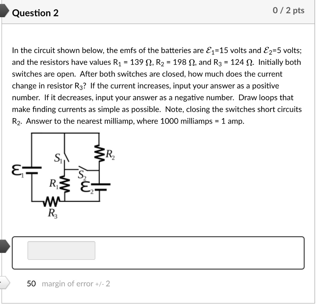 Solved Question 2 0 2 Pts In The Circuit Shown Below The Emfs Of The Batteries Are 81 15