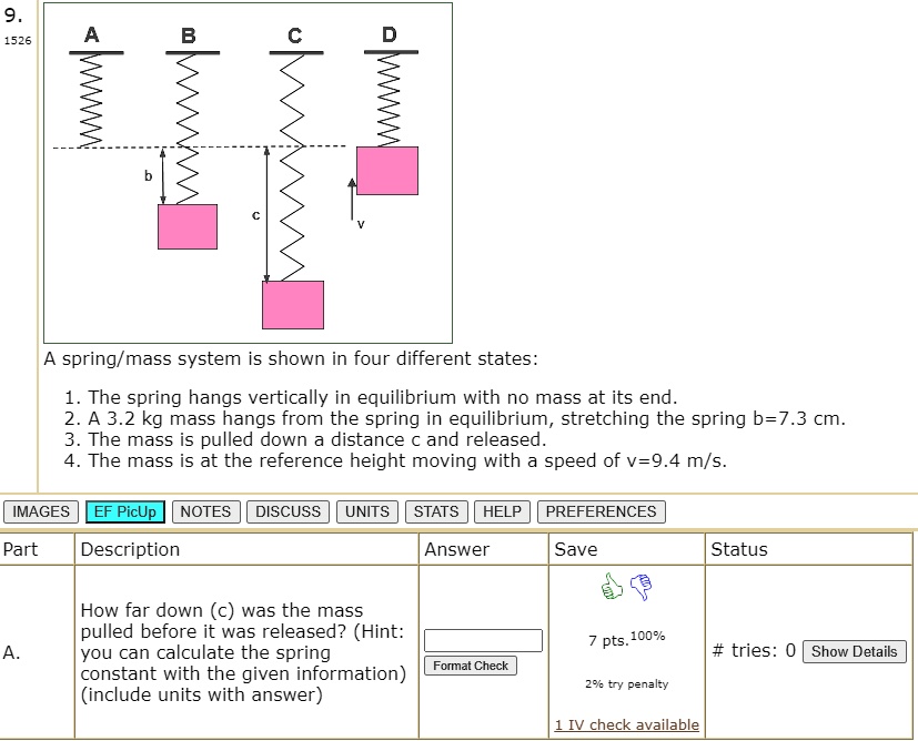 1526 springmass system is shown in four different states 1 the spring ...
