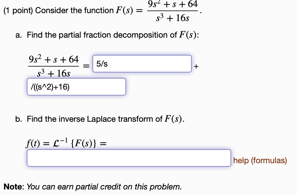 9s2 64 point consider the function fs s3 16s a find the partial ...