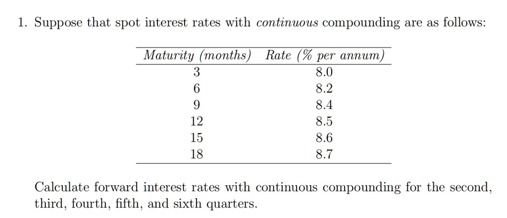 SOLVED: 1. Suppose that spot interest rates with continuous compounding ...