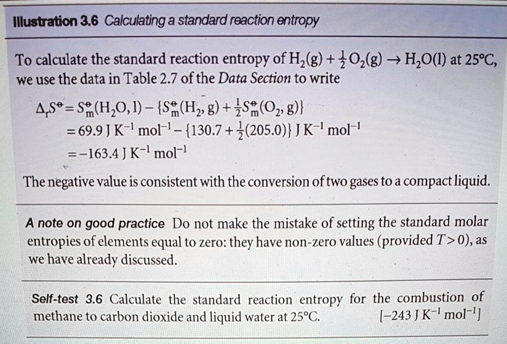 SOLVED: Illustration 3.6 Calculating a standard reaction entropy To calculate the standard ...