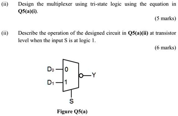 (ii) Design the multiplexer using tri-state logic using the equation in ...