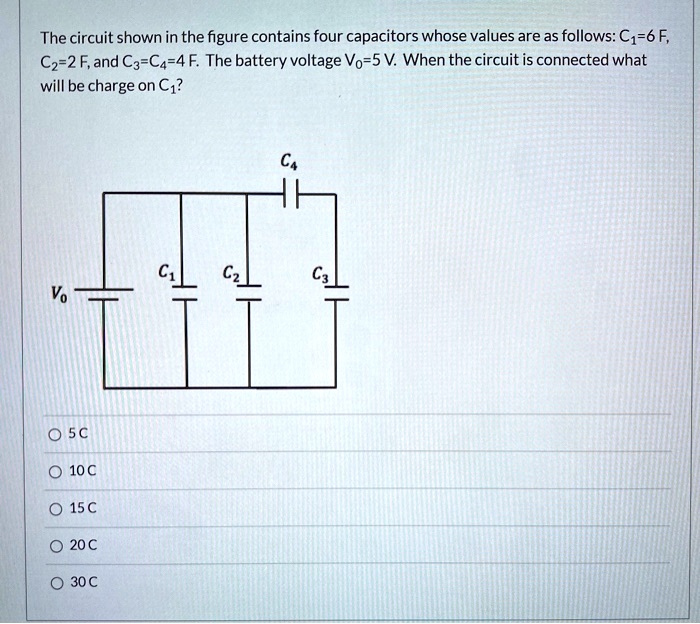 SOLVED: The circuit shown in the figure contains four capacitors whose values are as follows: C1 ...