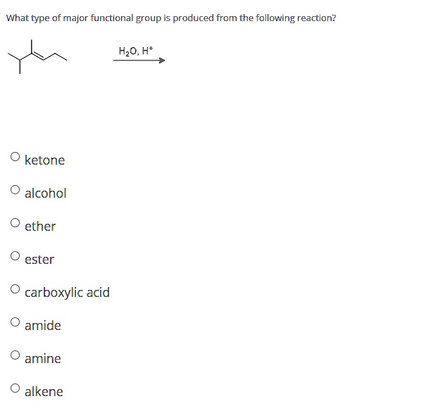 what type of major functional group is produced from the following ...
