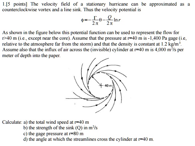 15 points the velocity field of a stationary hurricane can be ...