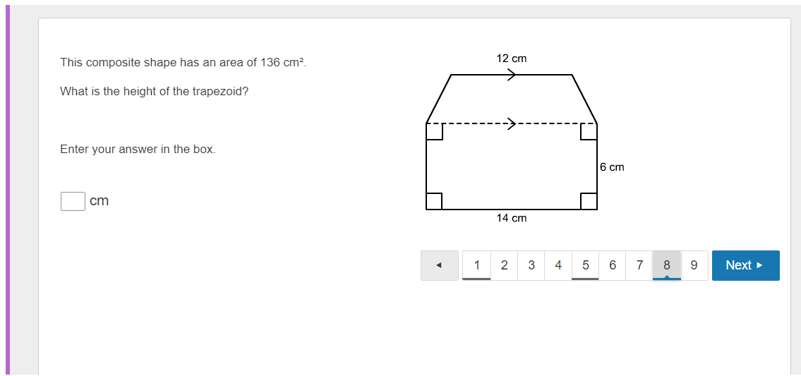 SOLVED: This composite shape has an area of 136 cm^2. What is the ...