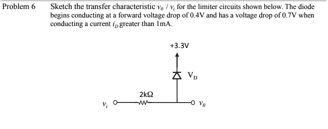 SOLVED: Problem 6 Sketch the transfer characteristic vo / v, for the limiter circuits shown ...