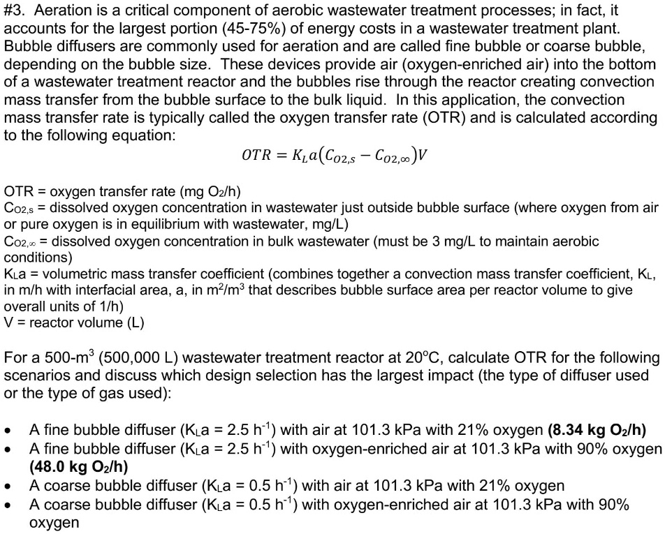 Aeration Oxygen Transfer Coefficient at Margie Ronald blog