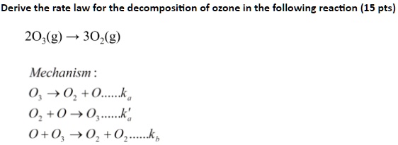 Derive the rate law for the decomposition of ozone in the following ...