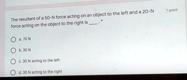 SOLVED: object to the left and 20-N The resultant of a 50-N force ...
