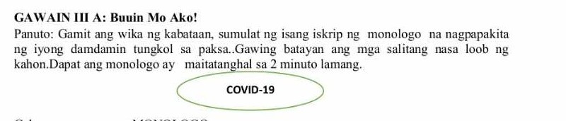 GAWAIN III A: Buuin Mo Ako! Panuto: Gamit ang wika ng kabataan, sumulat ...