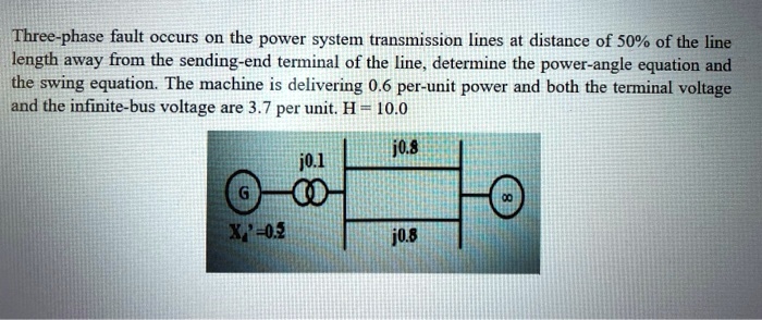 SOLVED: Three-phase fault occurs on the power system transmission lines at a distance of 50% of ...