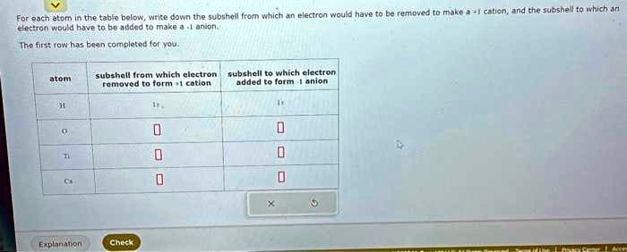 texts v for each atom in the table below write down the subshell from which an electron would ...