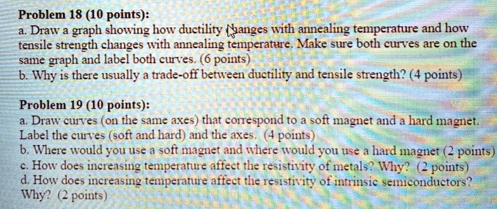 Problem 18 (10 points): a. Draw a graph showing how ductility changes ...