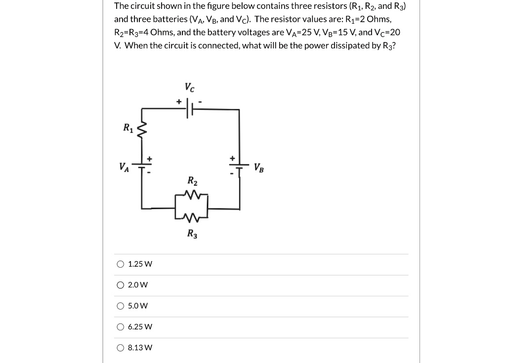 SOLVED: The circuit shown in the figure below contains three resistors (R1, Rz and Ra) and three ...