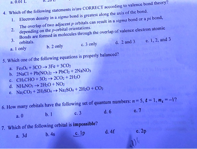 SOLVED: 0.01 valence bond theory' statements islare CORRECT according Which of the following ...
